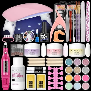 Complete Professional Acrylic Nail Kit with UV Light, Drill, Glitter ...