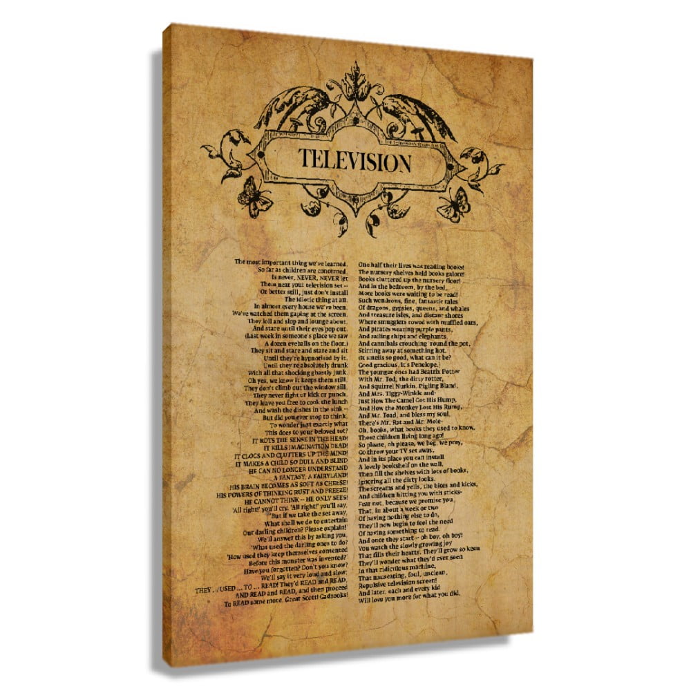 Television Poem Wall Art Roald Dahl Quotes Wall Art Poetry Posters for ...