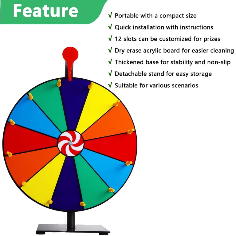 Carnival Prize Spinner 6 Inch Prize Wheel With Stand - 12 Slot Carnival ...