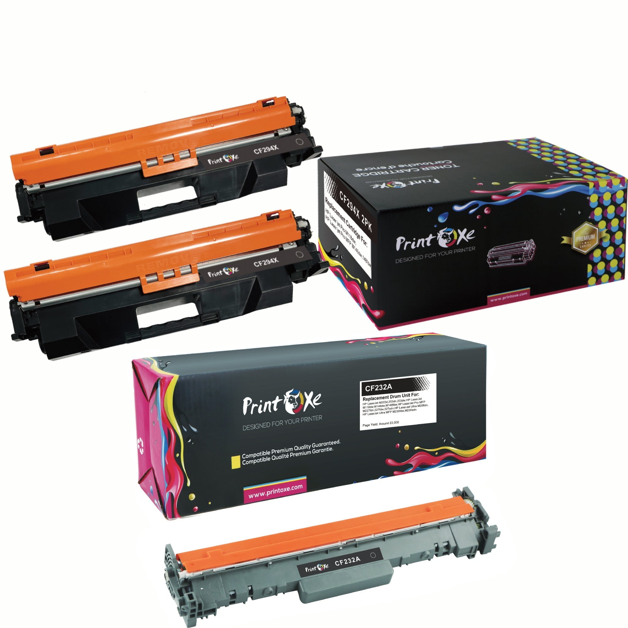 Click here for Printoxe Cf232a Drum And 2 Cf294x Compatible Toner... prices