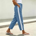 BaoFuBaoMei Linen Pants Women Plus Size Solid Drawstring Elastic Waist ...