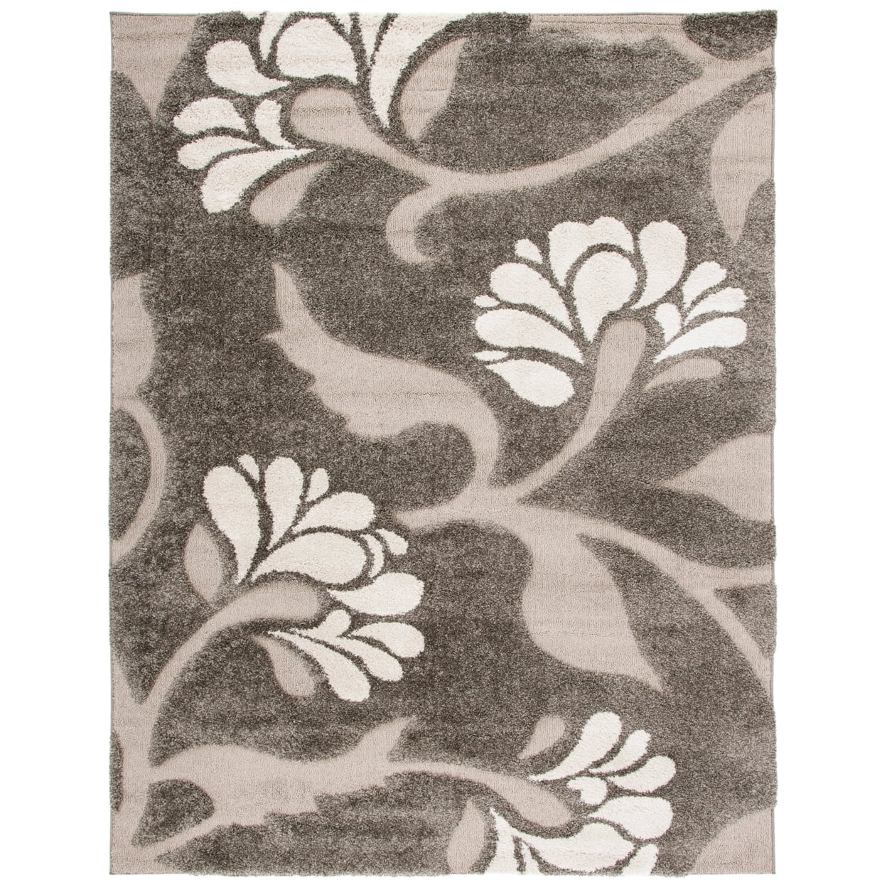 SAFAVIEH Florida Teodor Floral Shag Area Rug, Smoke/Beige, 8'6" x 12 ...