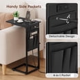 2pc Black C-Shaped End Tables With Plug Adjustable Height Side Tables ...