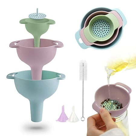 Funnel Set Nested Funnels with Handle 3 Pack Food Grade Plastic Funnels ...