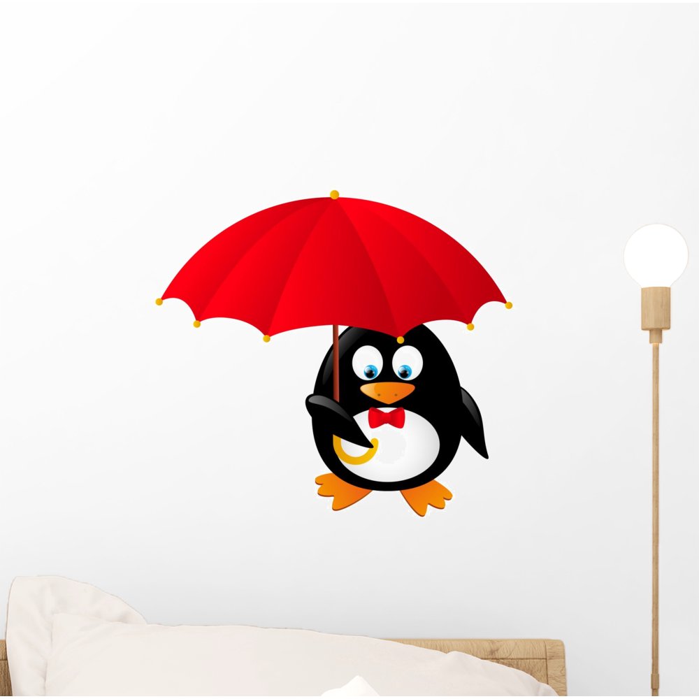 Funny Penguin with Red Wall Decal Sticker by Wallmonkeys Vinyl Peel ...