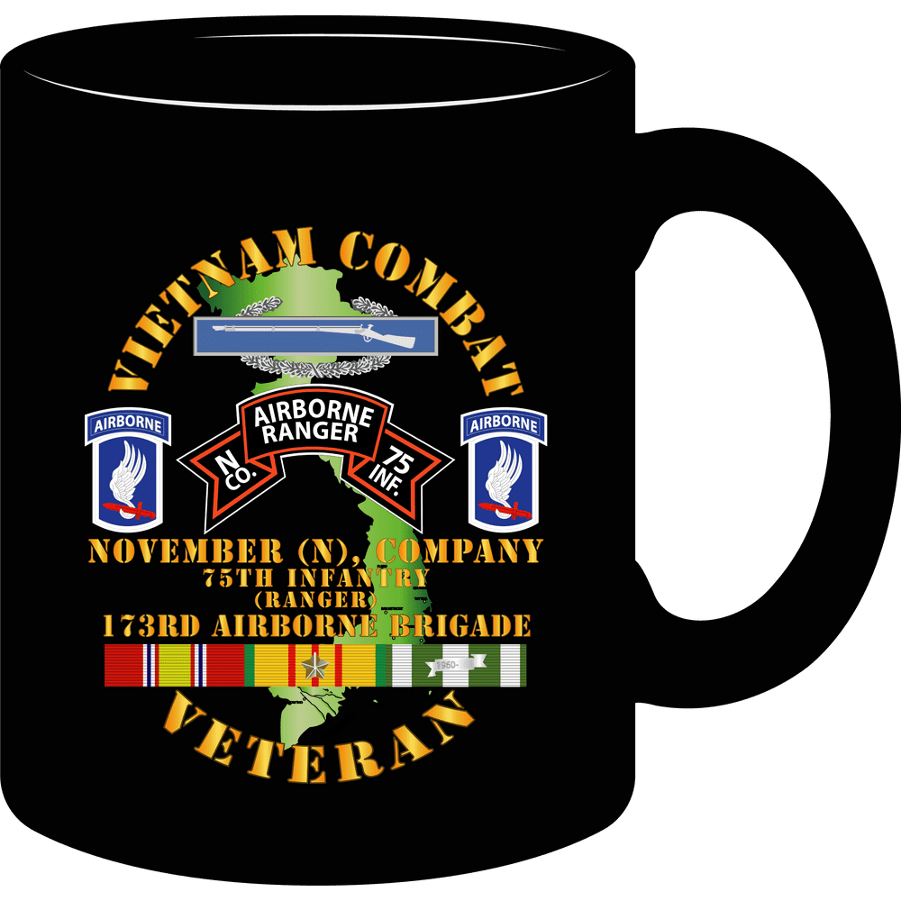 Black 11 Oz Coffee Mug Army Vietnam Combat Vet N Co 75th