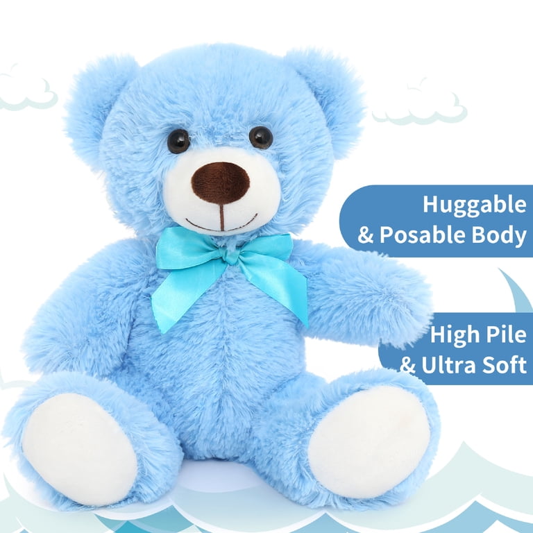Blue Bear Stuffed Animal Cute Teddy Bear Plush With Bow Tie