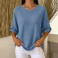 akafmk Womens Waffles Knit Tops Crew Neck 3/4 Sleeve Loose Blouse ...