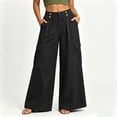 PWPSG Womens Cargo Wide Leg Pants, High Waist Button Front with Multi ...