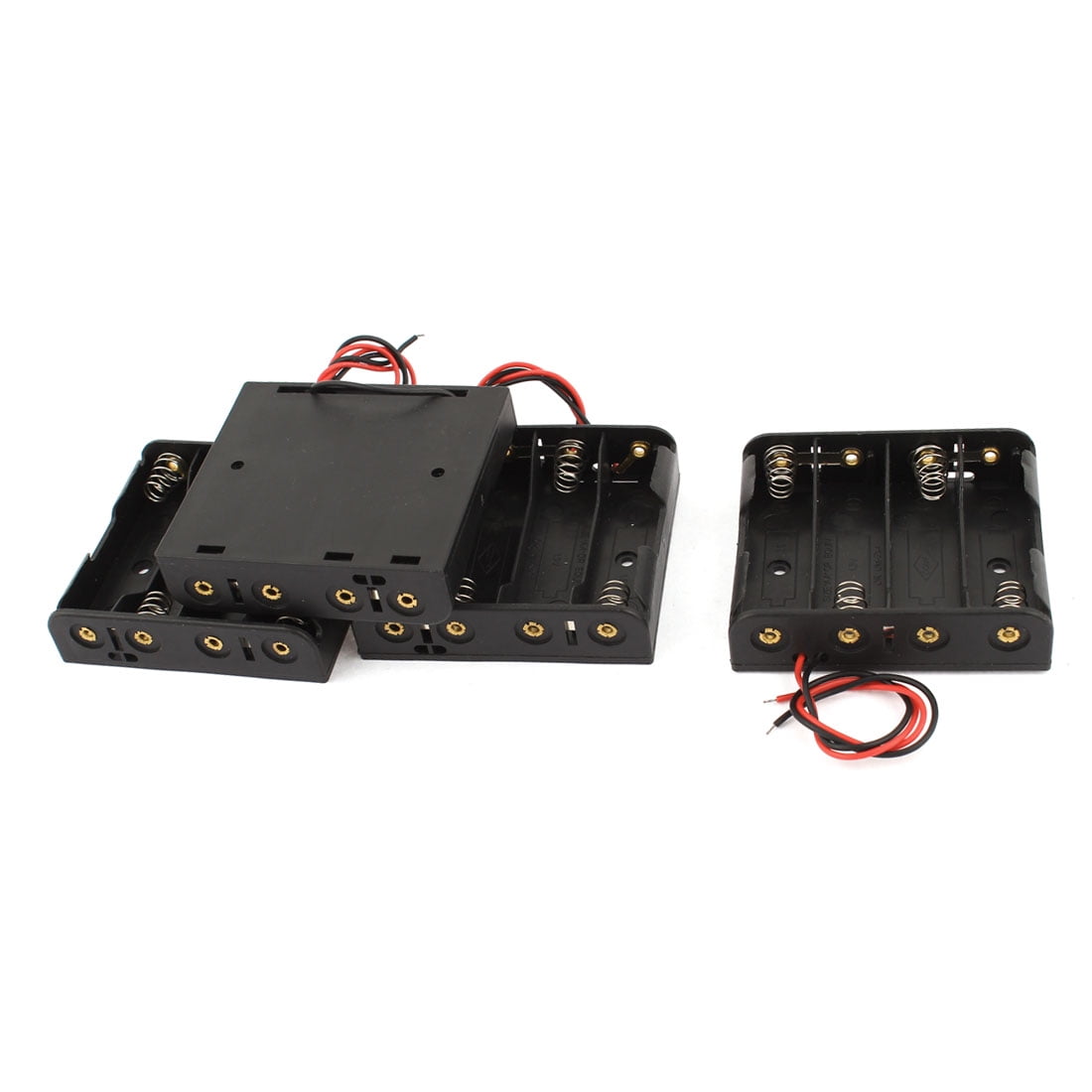 4pcs Black Spring Clip 4 x 1.5V AA Battery Case Holder w Wire Leads ...