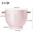 5.5 Quart Metal Colander with Wooden Handle and Stable Base, Powder ...