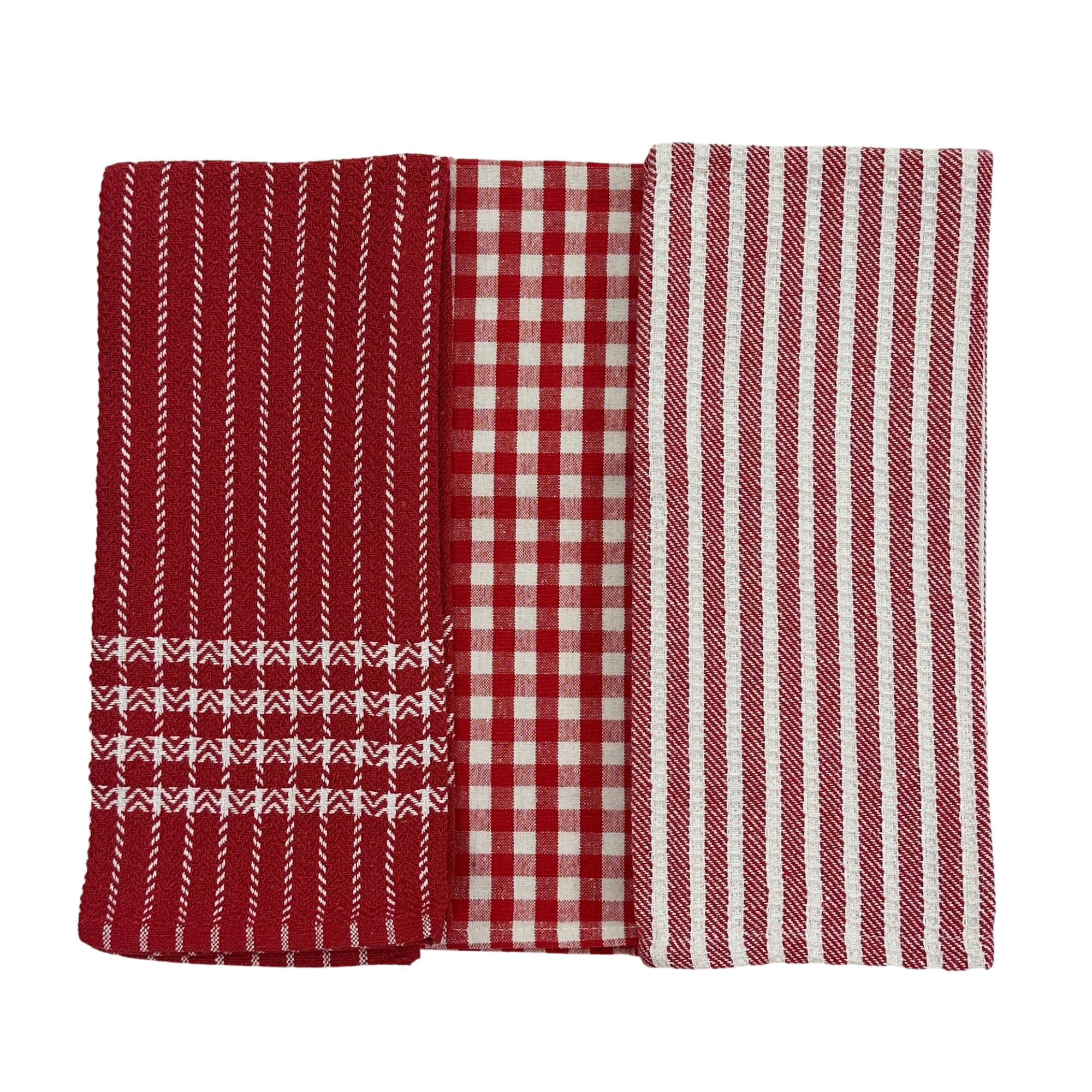 Serafina Home Red Kitchen Towels: 100% Cotton Soft Absorbent Set of 3 ...