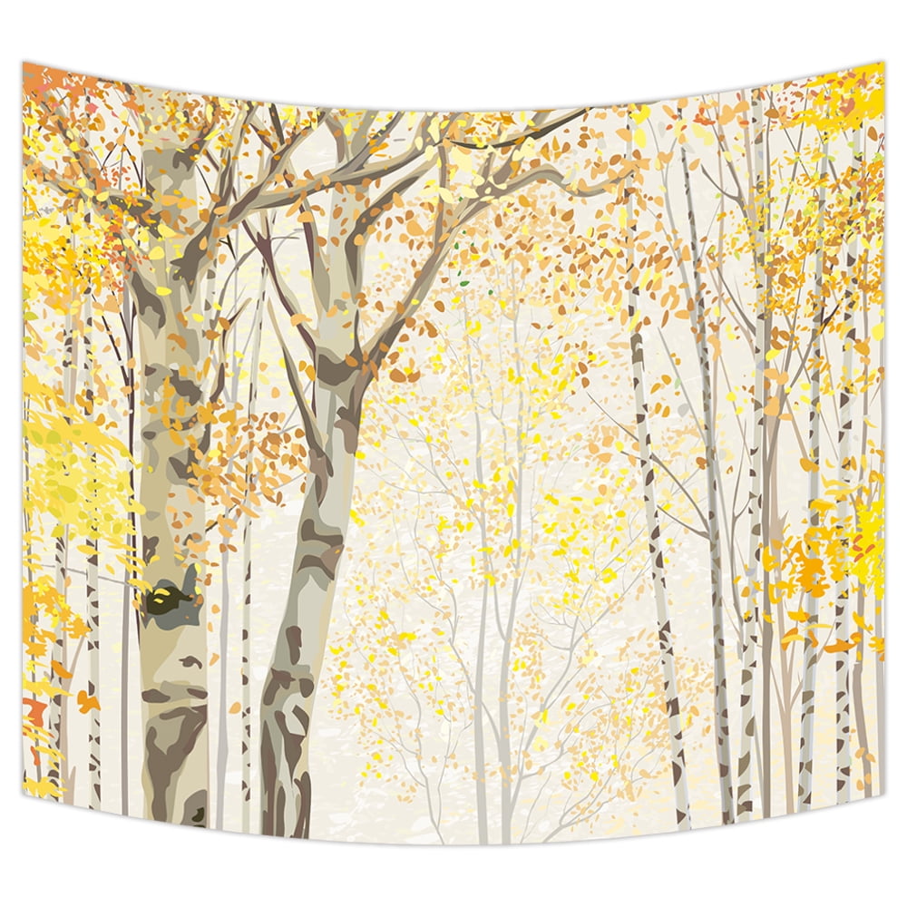 YKCG Red Yellow Birch Tree of Life Autumn Leaves Birch Wall Hanging ...