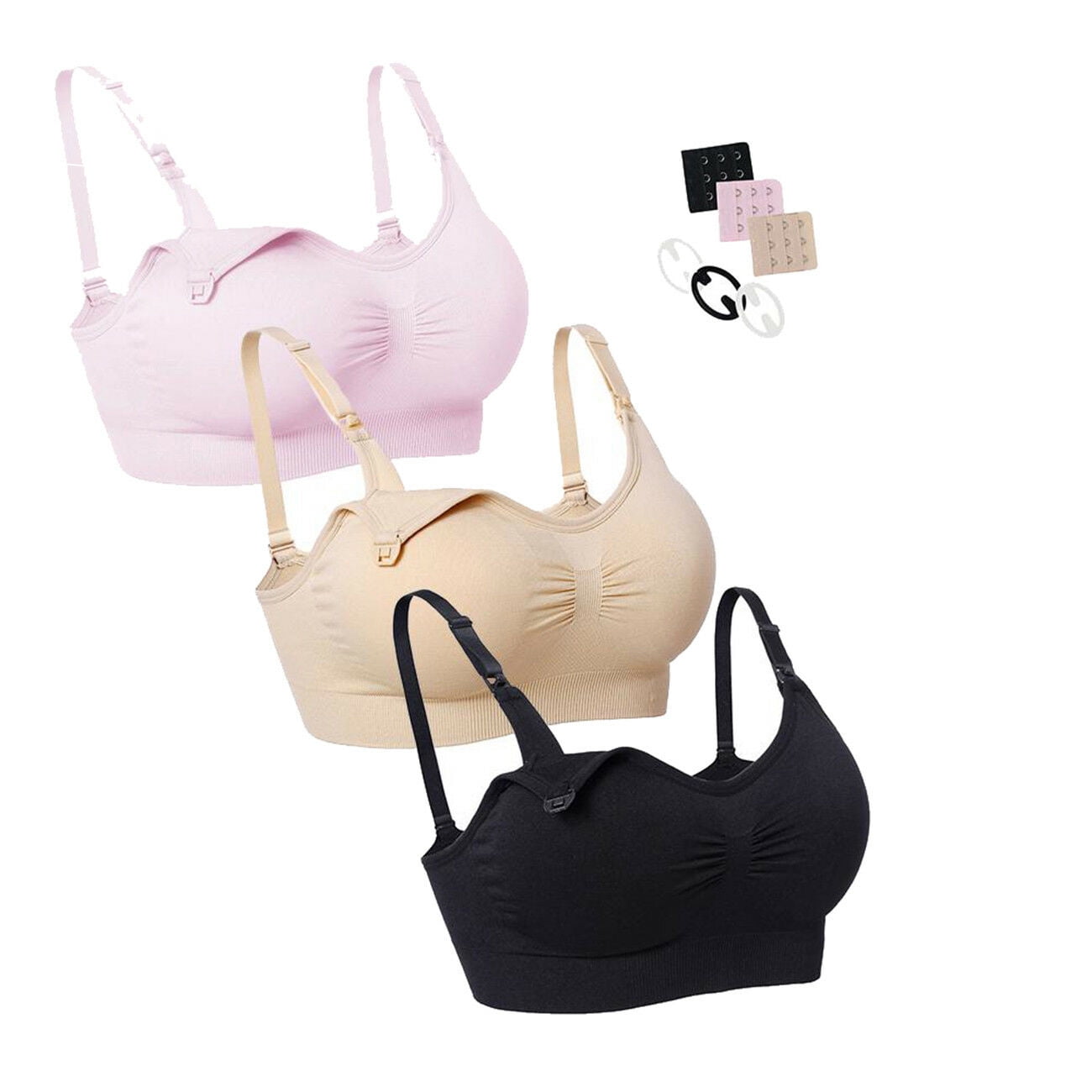 3 pcs Full Cup Seamless Breastfeeding Nursing Maternity Bras Bralette S ...