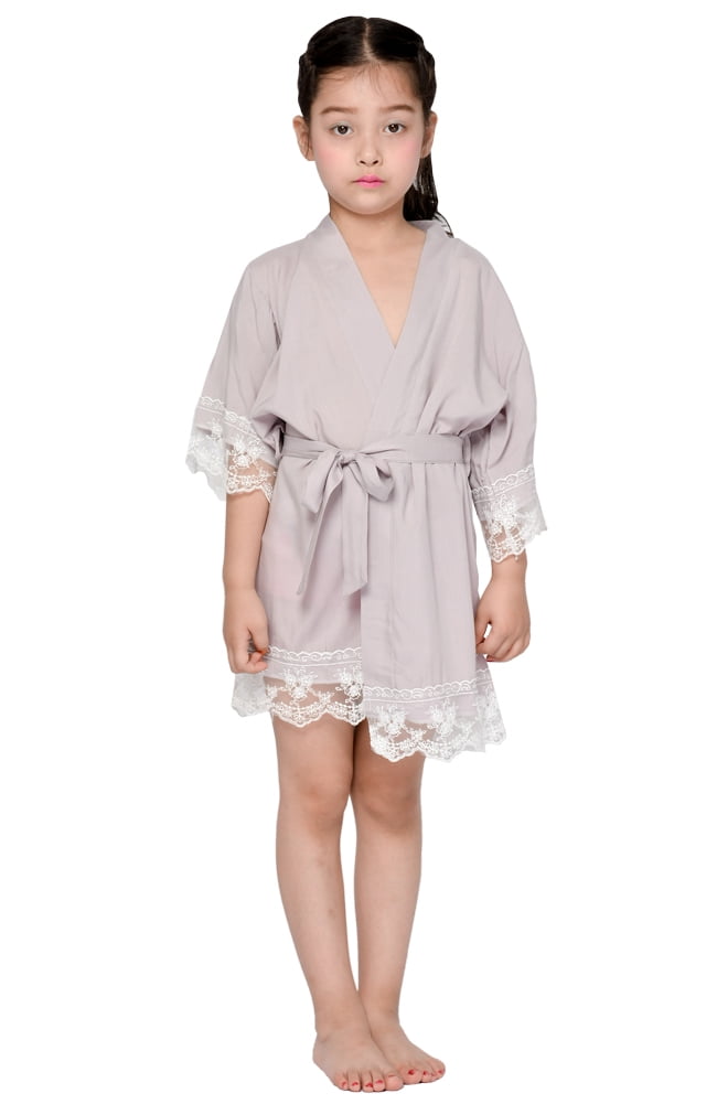 Mr & Mrs Right Child Cotton Kimono Robes Flower Girl Bathrobes with ...
