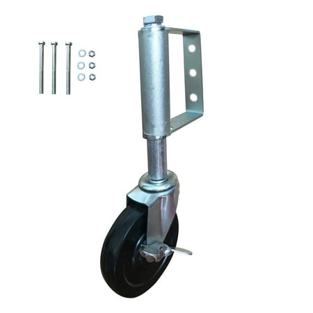 Spring Loaded Gate Caster 4”, with Brake, Heavy Duty Gate Caster Wheels ...