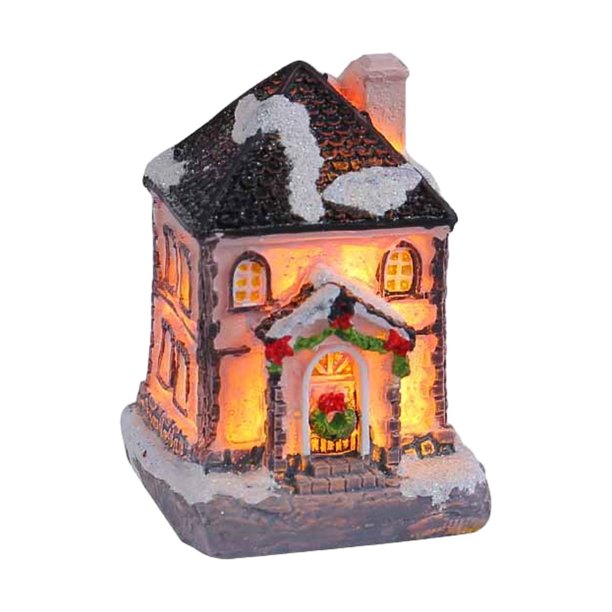 Christmas Scene Lighted House Village Miniature Illuminated for Living ...