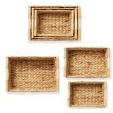 Casafield (Set of 3) Water Hyacinth Rectangular Storage Baskets with Wooden Handles - Small ...