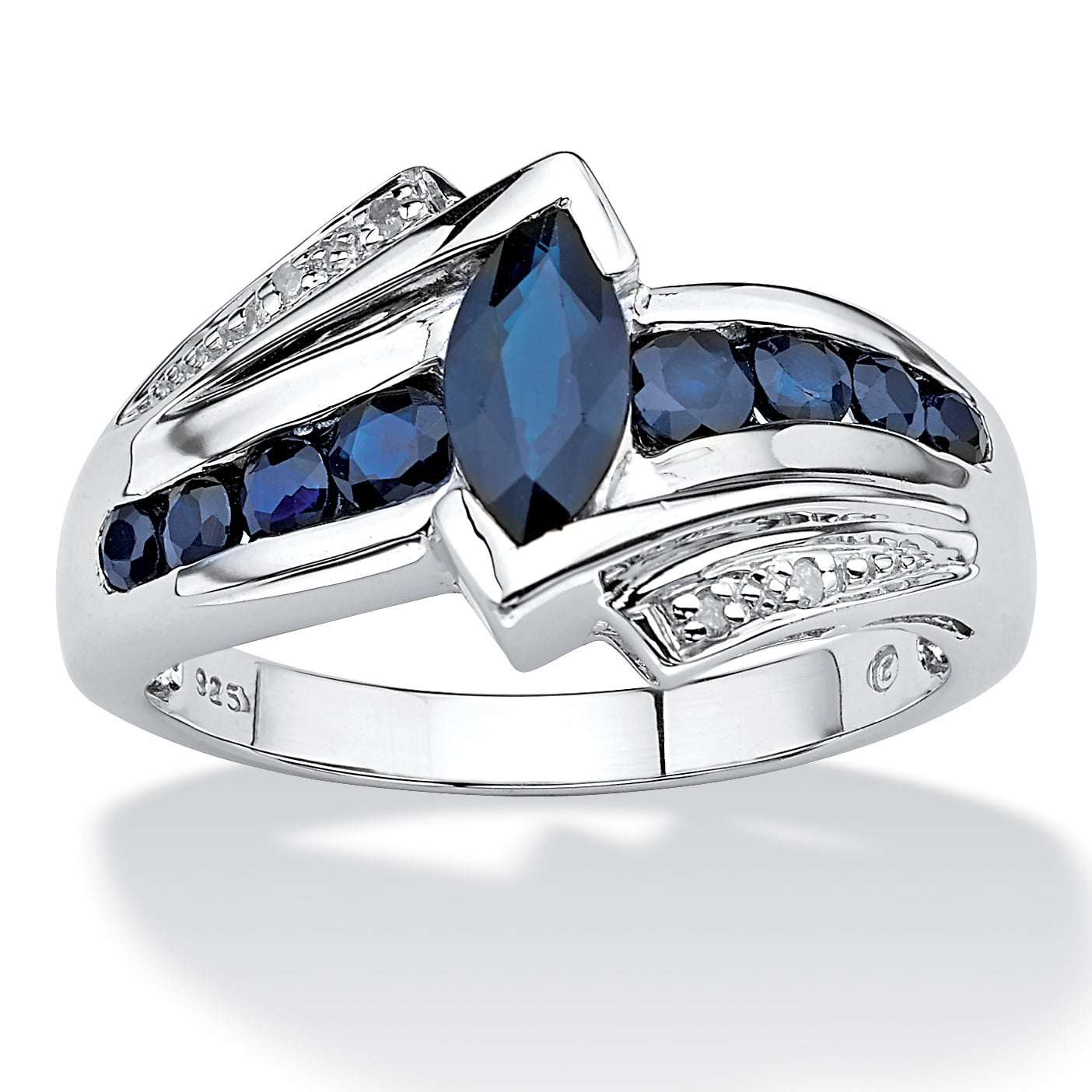 PalmBeach Jewelry - 1.28 TCW Marquise-Cut Genuine Midnight Blue ...