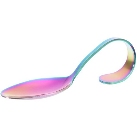 Curved Handle Spoon Cutlery Utensil Stainless Steel Eating Silverware ...