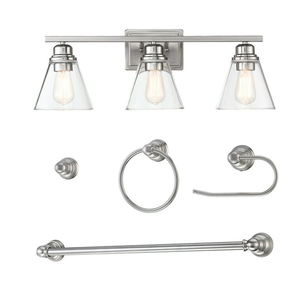Modern Brushed Nickel Bathroom Lights Over Mirror, 3-Light Wall Sconce ...