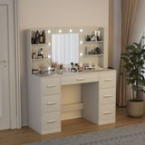 Furmax Makeup Vanity with Mirror and Drawers Vanity Desk Set with 3 ...