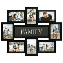 "8-Opening Horizontal Multi Black Family Picture Frame, Wall Hanging ...