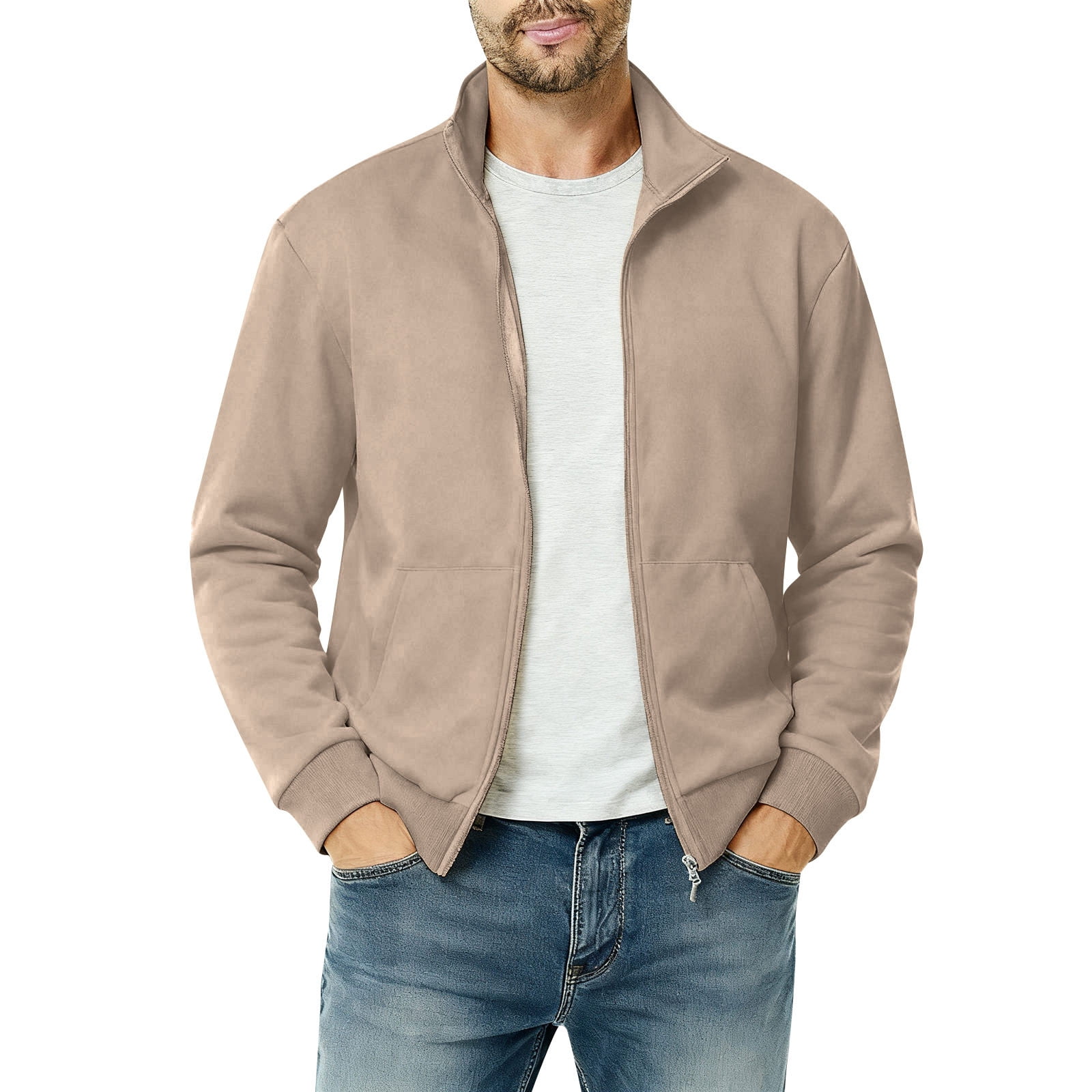 Click here for Leodye Mens Zip Up Sweatshirt Long Sleeved Mock Ne... prices