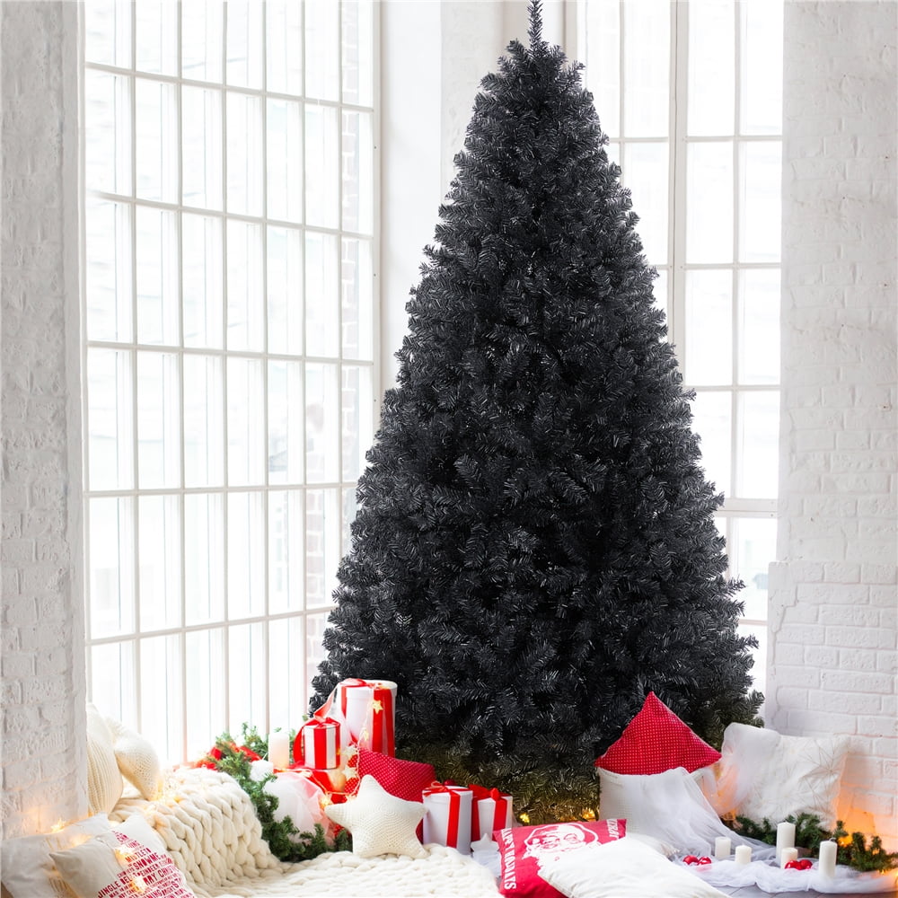 Yaheetech Black Unlit Hinged Spruce Artificial Decorative Christmas ...