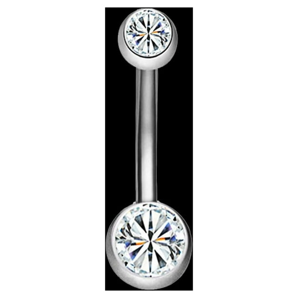 Navel Button,Stainless Steel Dual Rhinestone Navel Shield Navel ...