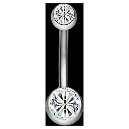 Navel Button,Stainless Steel Dual Rhinestone Navel Shield Navel ...