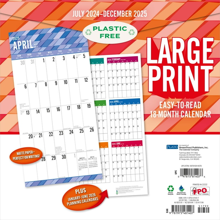 Large Print Calendar Pages