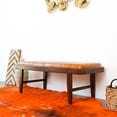 Graceland Mid-Century Modern Upholstered Leather Bench in Tan - Walmart.com