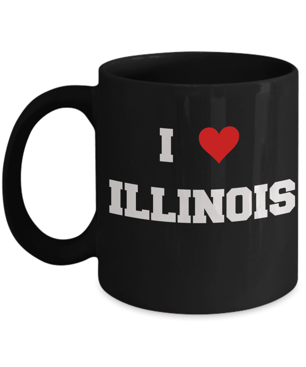 Illinois Tea Coffee Mugs,I Love Illinois USA States Ceramic Black ...