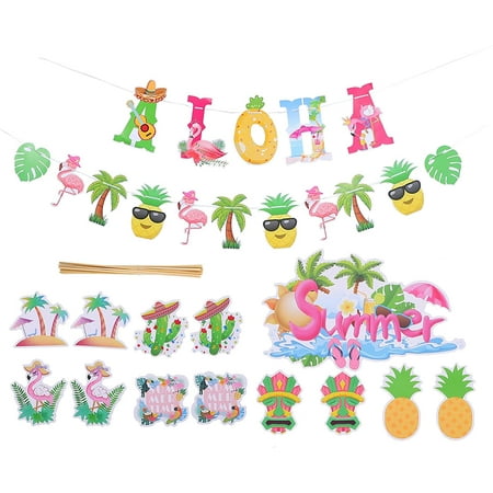 Hawaiian Party Decorations Aloha Party Banners Flamingo Beach Fruit ...