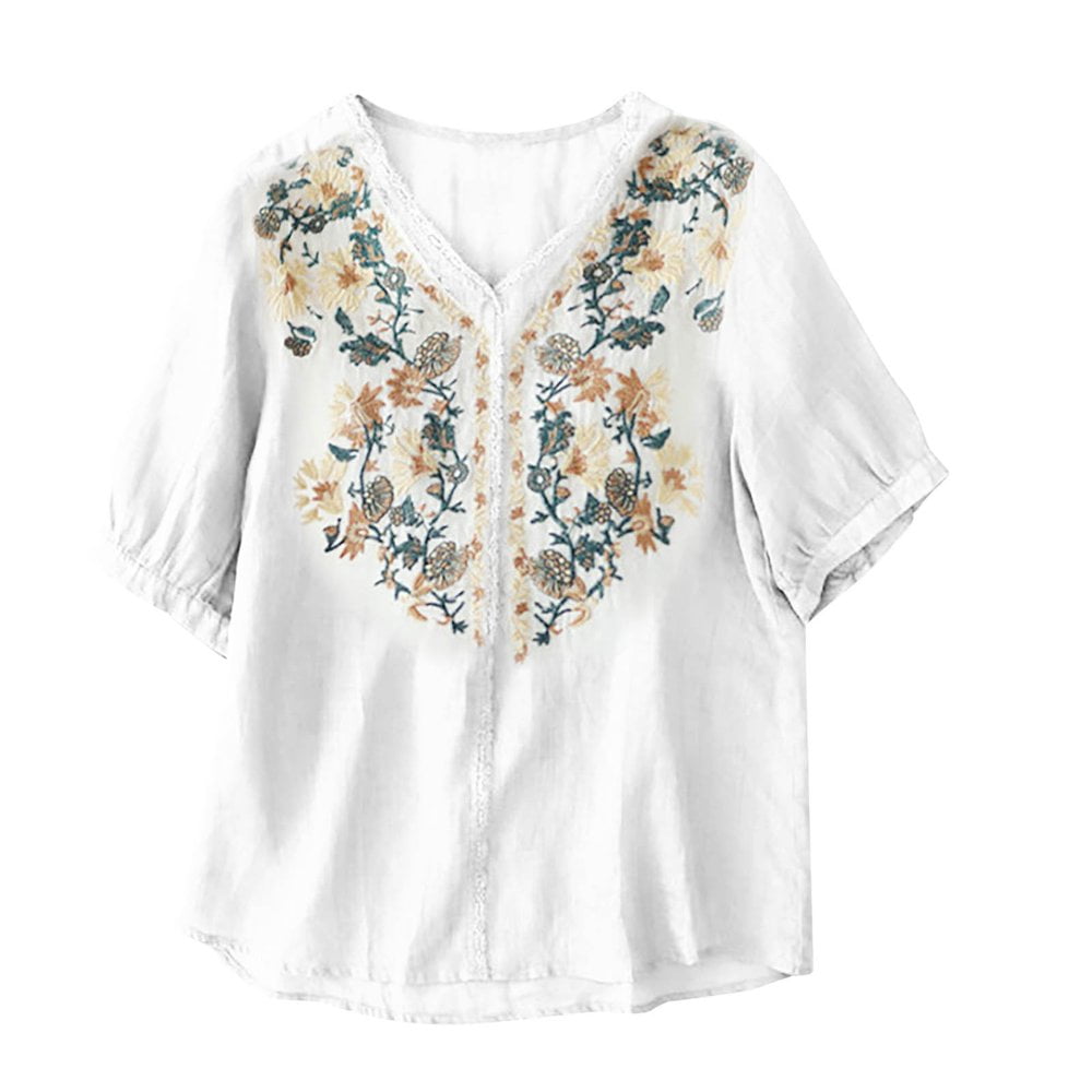 Click here for Choks Chok Fanixng Cotton Linen Tops For Women Sum... prices