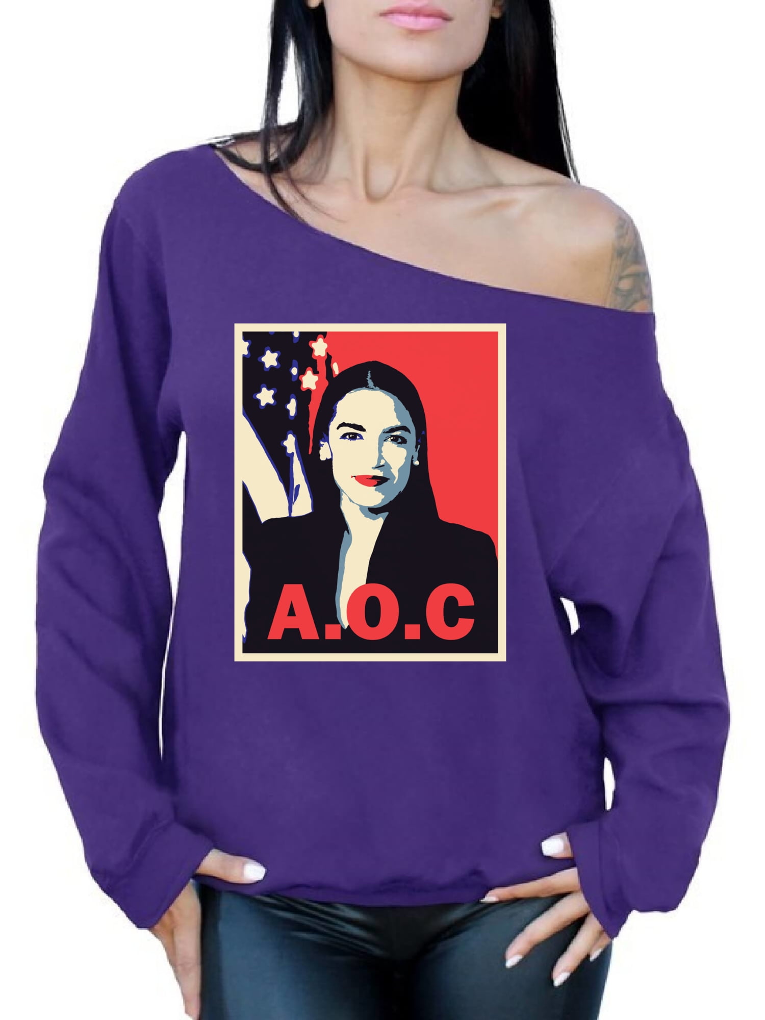 Awkward Styles AOC Off Shoulder Sweatshirt Ocasio Ladies Sweater Ocasio ...