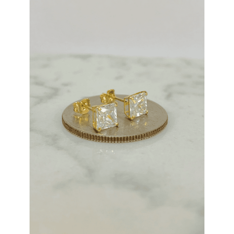 Gold Square Stud Earrings