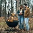 Ash & Ember 30" Cast Iron Cauldron Fire Pit Bowl with Double Hinged ...
