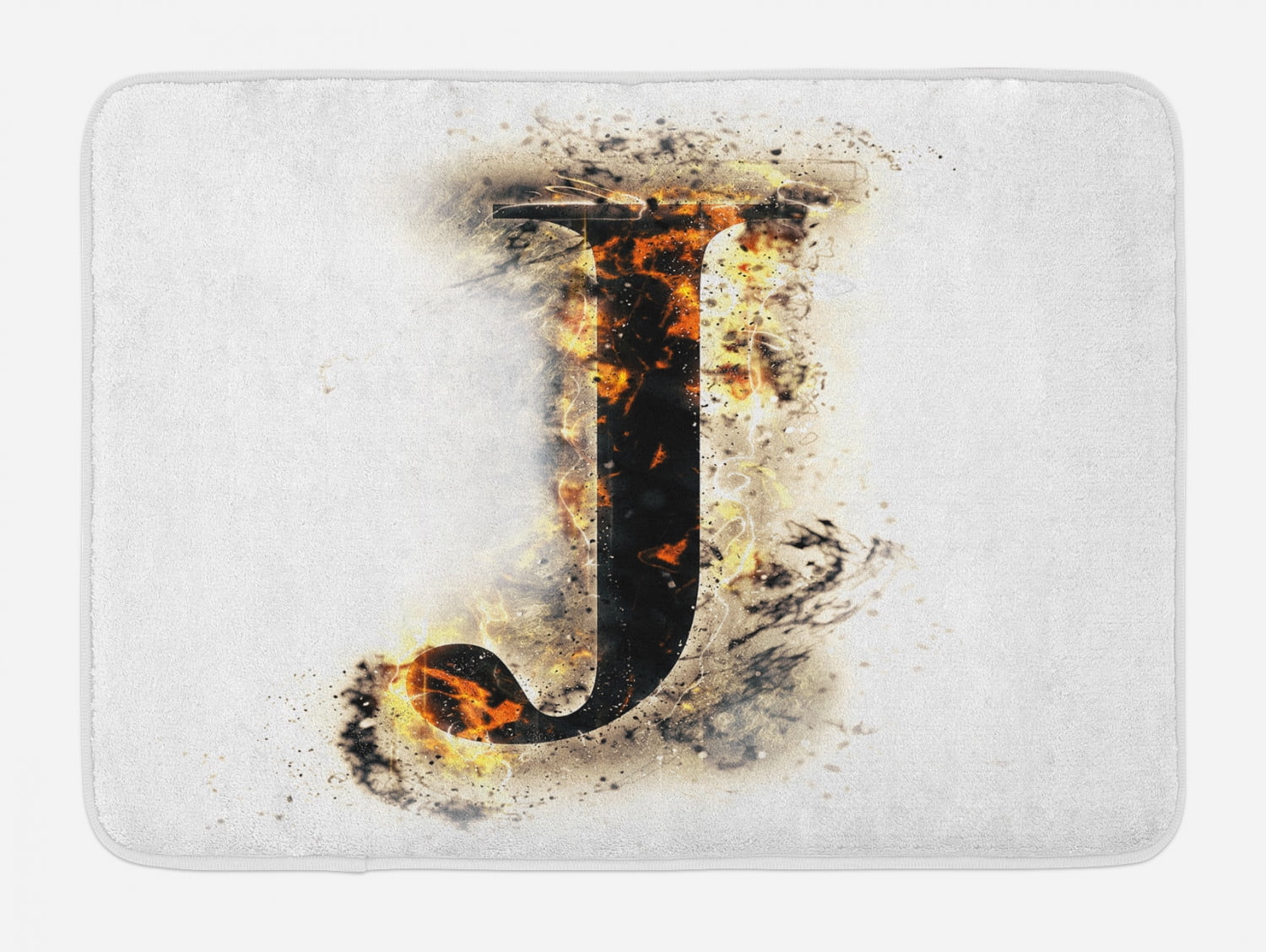 Letter J Bath Mat, Majuscule J Burning Effects Retro Alphabet English ...