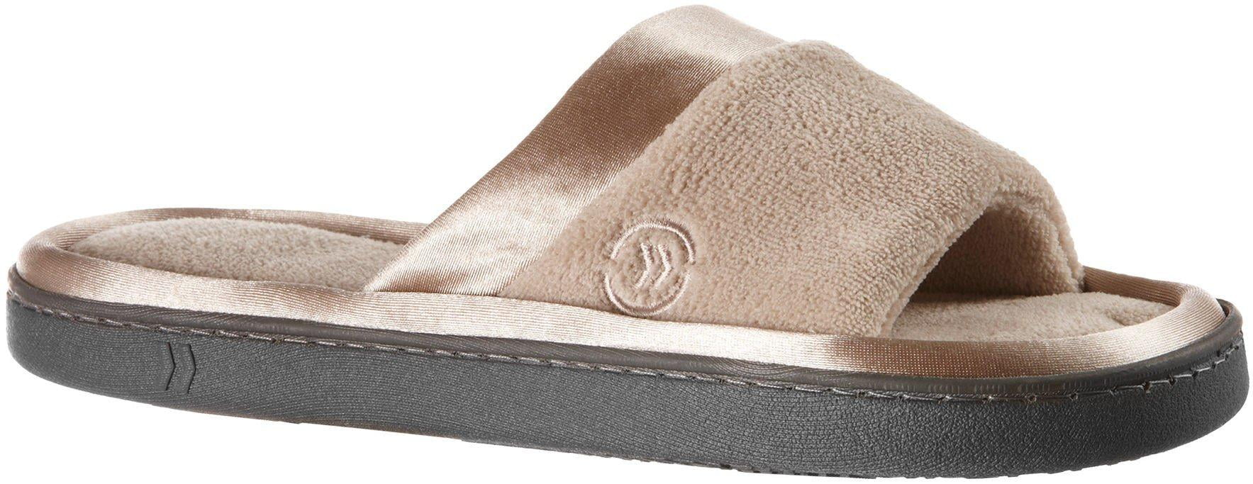 Isotoner Womens Microterry Satin Slide Slipper - Walmart.com