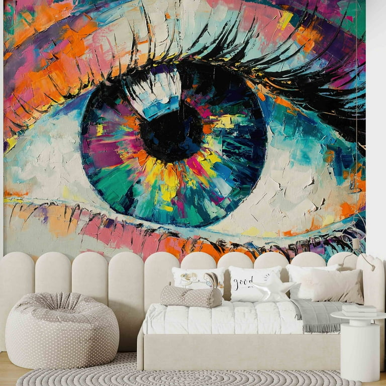 Modern Wallpaper Custom Wallpaper Eye Wall Mural Contemporary Wall Print Colorful Wall Decor Paper Wall Art Modern Wall Decor Wallpaper