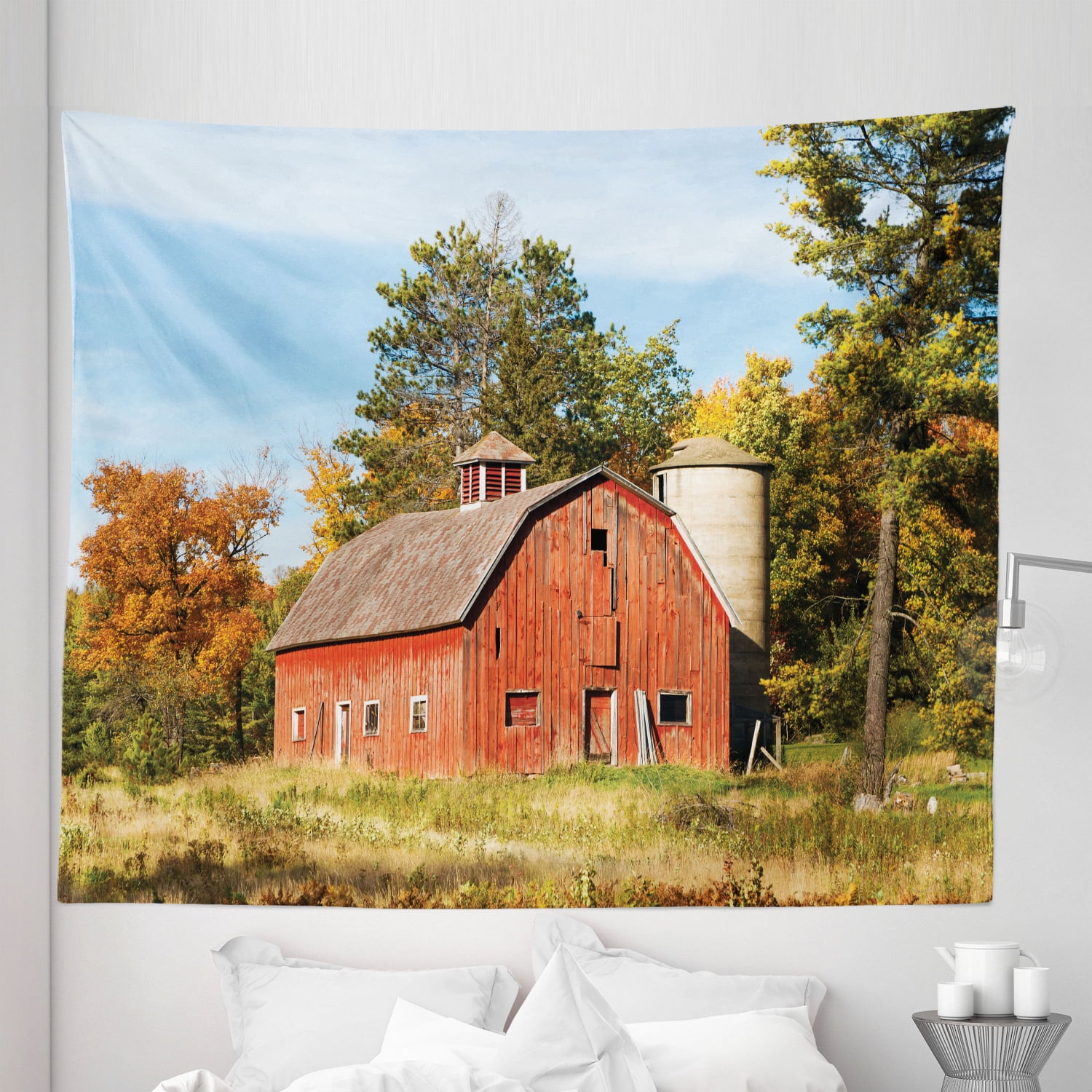 Abandoned Tapestry, Old Barn with Silo Surrounded by Trees with ...