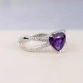 8mm Eternal Bond: Heart-Shaped Amethyst Crossover Engagement Ring with CZ for Her February ...