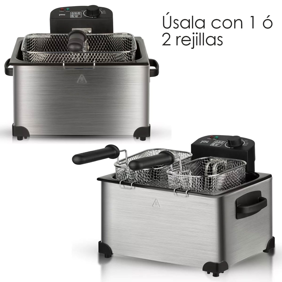 Freidora Electrica De Aceite Doble Canasta Acero 5 Lts You | Walmart en ...