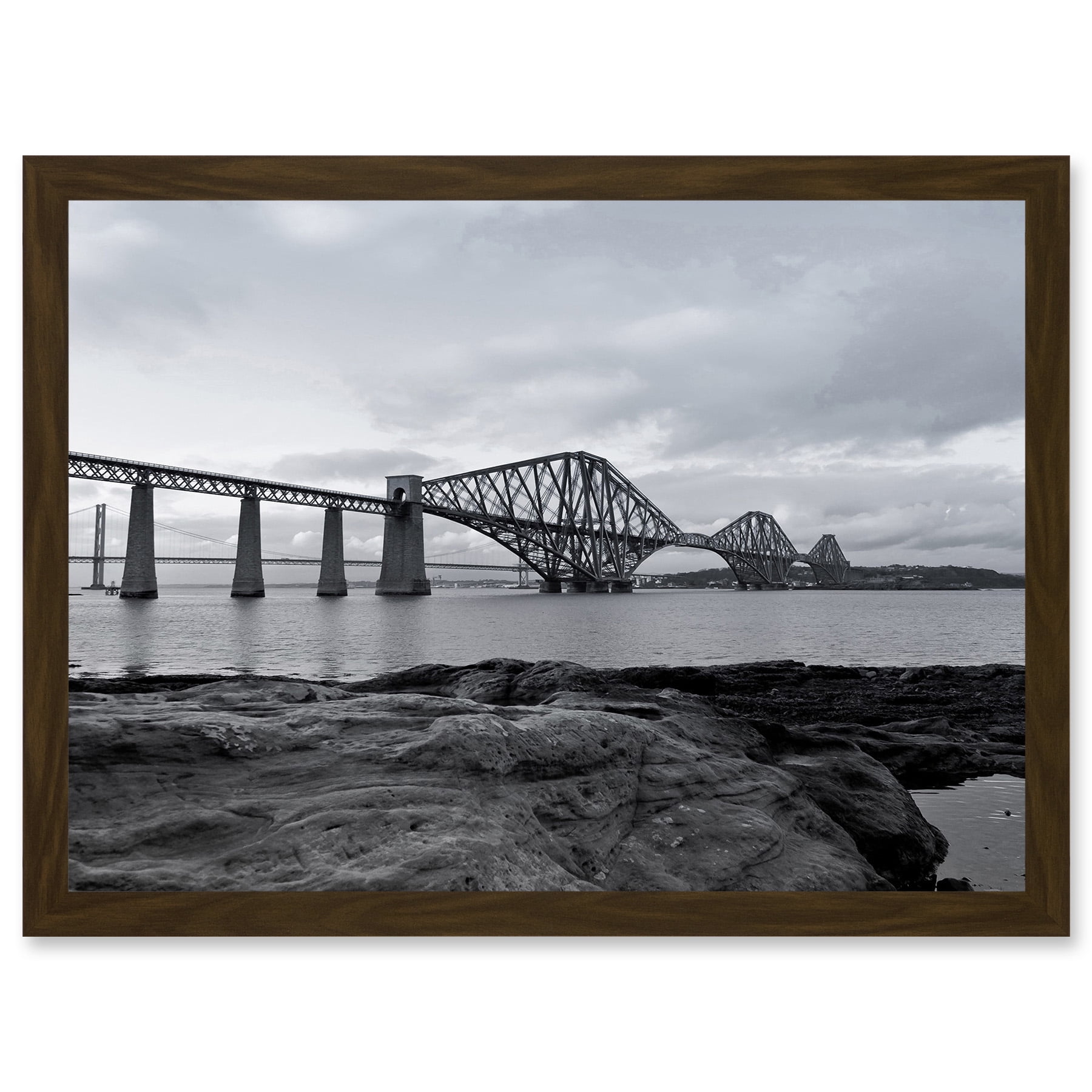 Photo Landmark River Forth Rail Bridges Road Scotland Artwork Framed ...