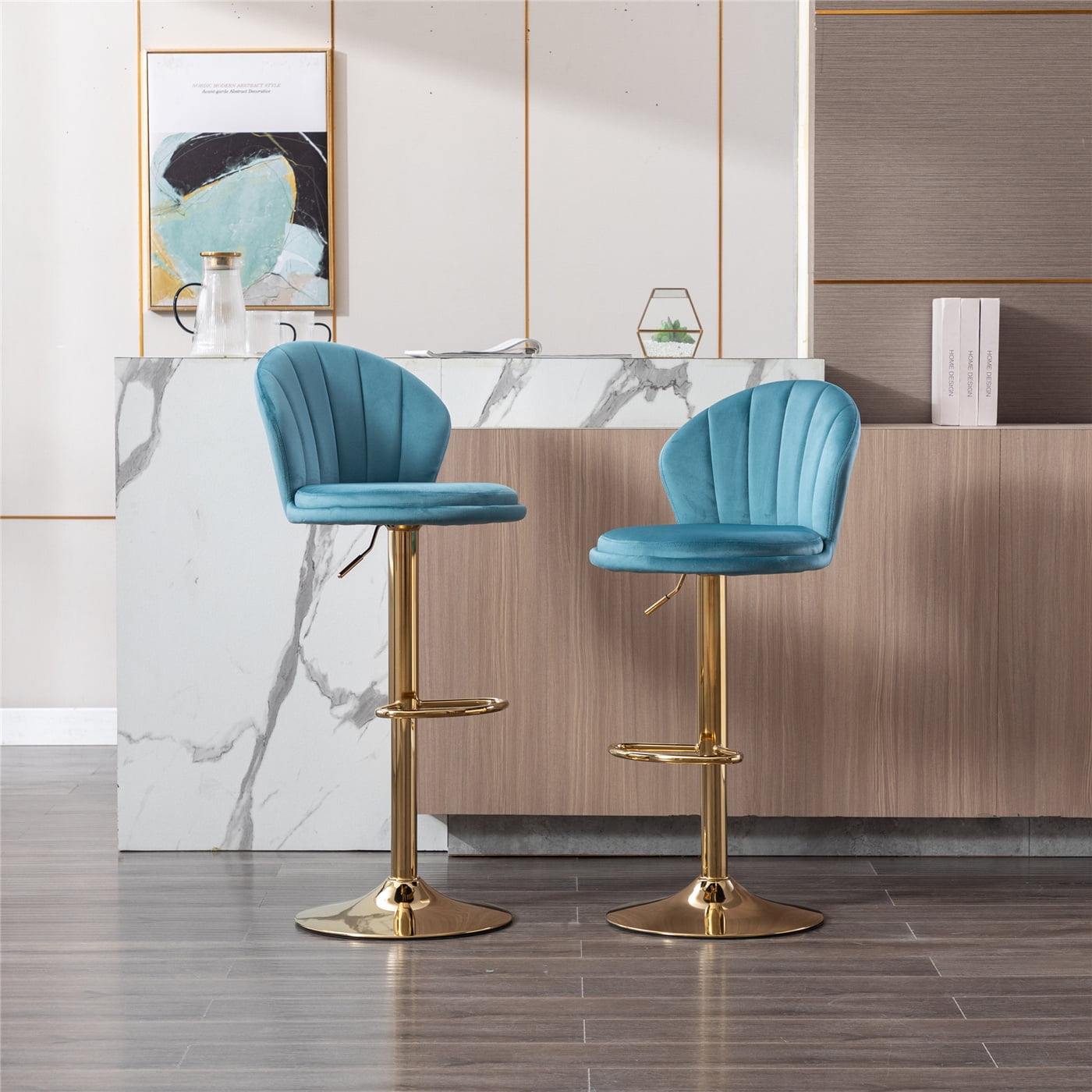 Swivel Bar Stools Set of 2, Height Adjustable Mechanical Lifting Bar ...