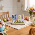 Happy Easter Spring Wooden Table Sign Cartoon Rabbit Mother and Baby Table Centerpiece Sign with ...