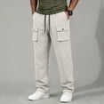 Betivan Men's Cargo Work Pants Solid Color Drawstring Adjustable Waist ...