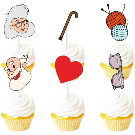 Grandma Grandpa Dessert Cupcake Topper Goat Red Glitter Older Theme ...